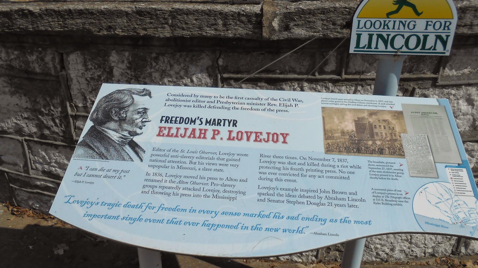 Cole Grace Missouri St. Louis : A visit to the Elijah P. Lovejoy monument